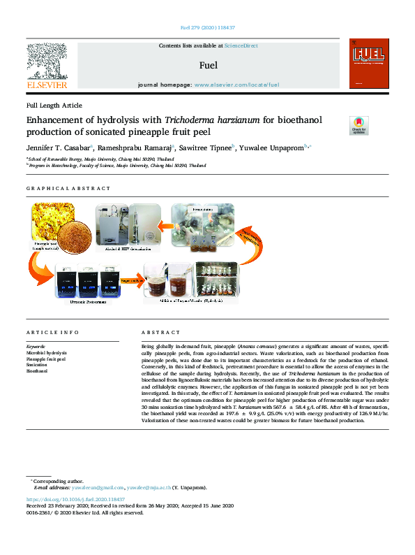 (PDF) Enhancement of hydrolysis with Trichoderma harzianum for bioethanol production of ...
