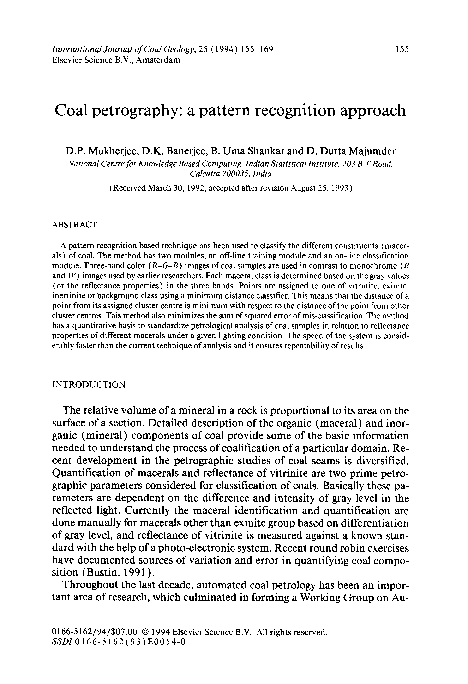 (PDF) Coal petrography: a pattern recognition approach | Dipti Prasad Mukherjee - Academia.edu