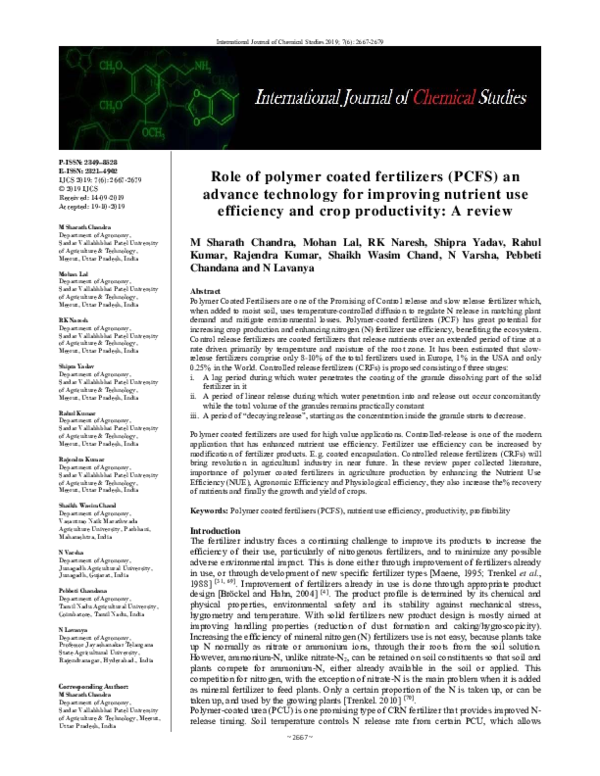 (PDF) Role of polymer coated fertilizers (PCFS) an advance technology for improving nutrient use ...