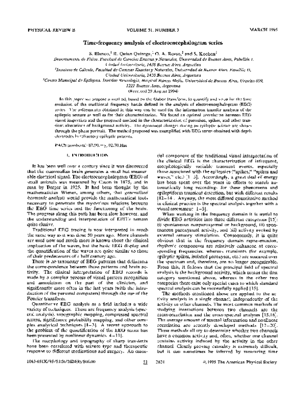 (PDF) Time-frequency analysis of electroencephalogram series