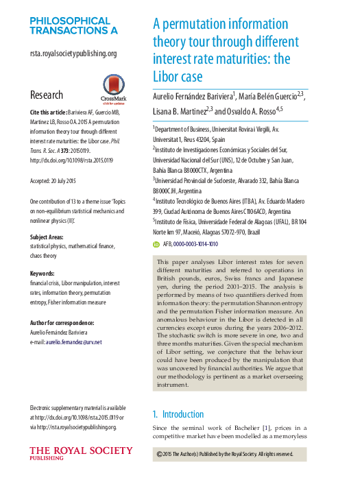 (PDF) A permutation information theory tour through different interest rate maturities: the ...