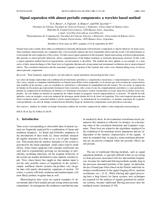 Pdf Signal Separation With Almost Periodic Components A Wavelets Based Method