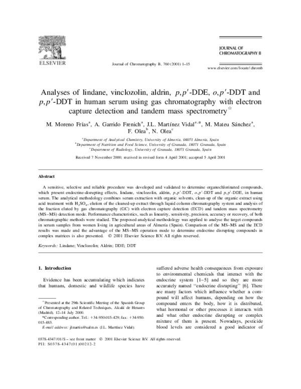 (PDF) Analyses of lindane, vinclozolin, aldrin, p,p'-DDE, o,p'-DDT and ...