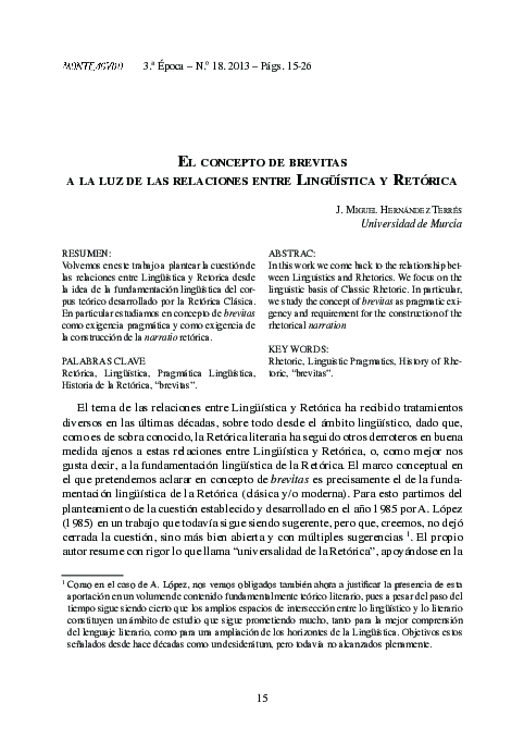 (PDF) El concepto de brevitas a la luz de las relaciones entre ...