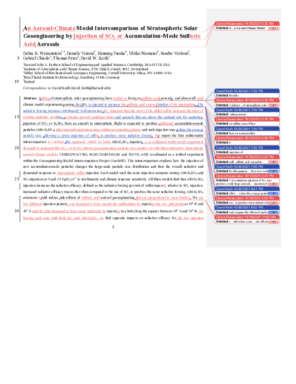 (PDF) An Aerosol-Climate Model Intercomparison of Stratospheric Solar ...