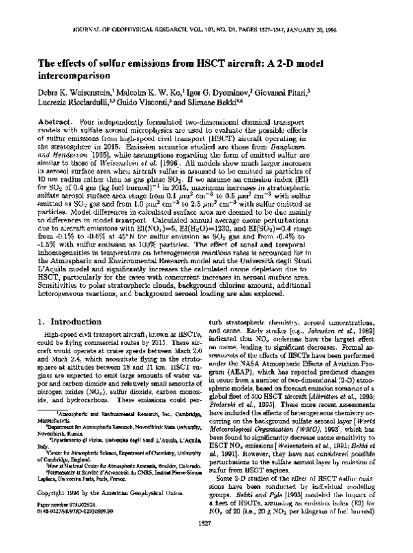 (PDF) The effects of sulfur emissions from HSCT aircraft: A 2-D model ...