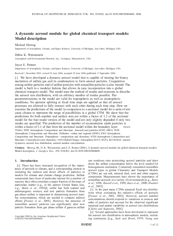 (PDF) A dynamic aerosol module for global chemical transport models ...