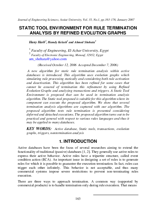 (PDF) Static Tool Environment for Rule Termination Analysis by Refined ...