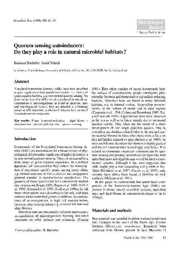 (PDF) Quorum sensing autoinducers: Do they play a role in natural ...