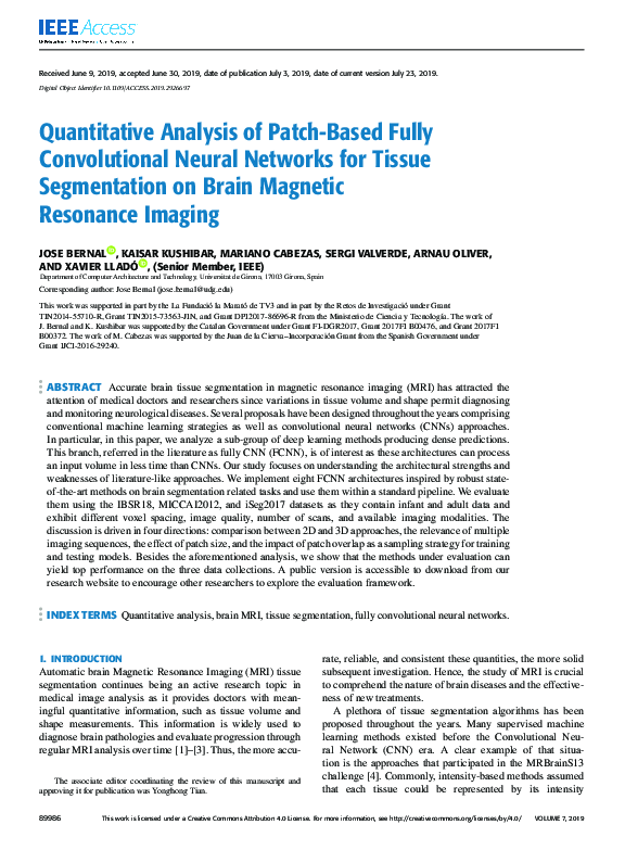 Pdf Quantitative Analysis Of Patch Based Fully Convolutional Neural