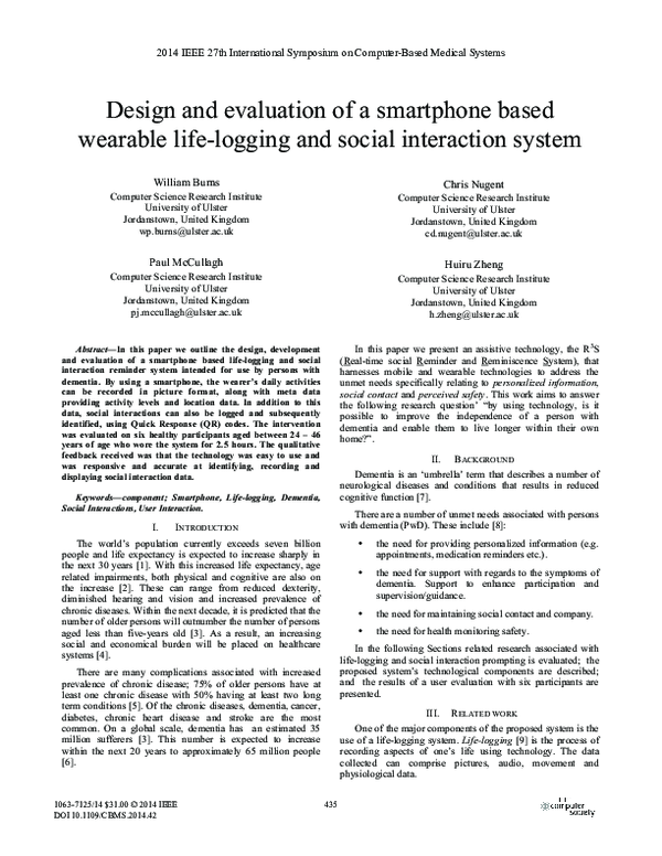 (PDF) Design and Evaluation of a Smartphone Based Wearable Life-Logging and Social Interaction ...