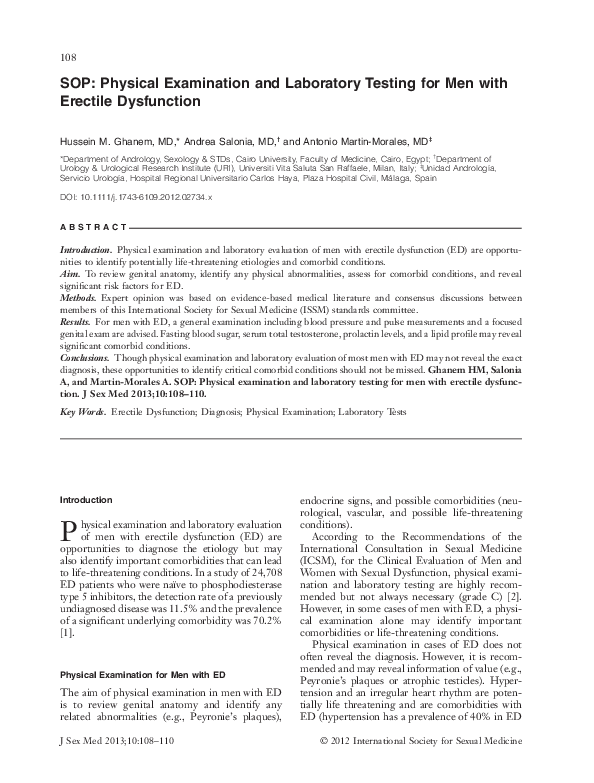 (PDF) SOP: Physical Examination and Laboratory Testing for Men with ...