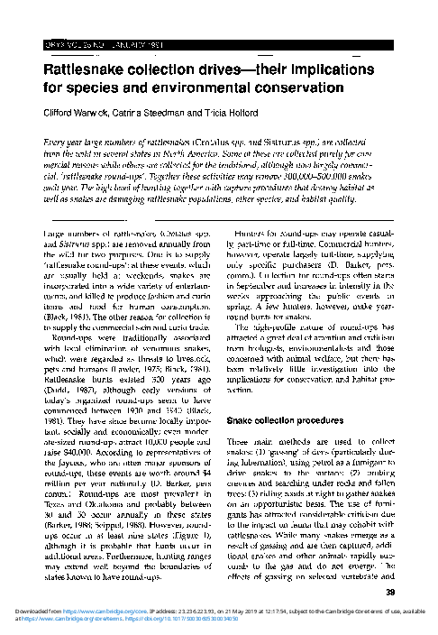 (PDF) Rattlesnake collection drives—their implications for species and ...