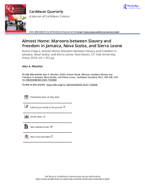 (PDF) Almost Home: Maroons between Slavery and Freedom in Jamaica, Nova ...