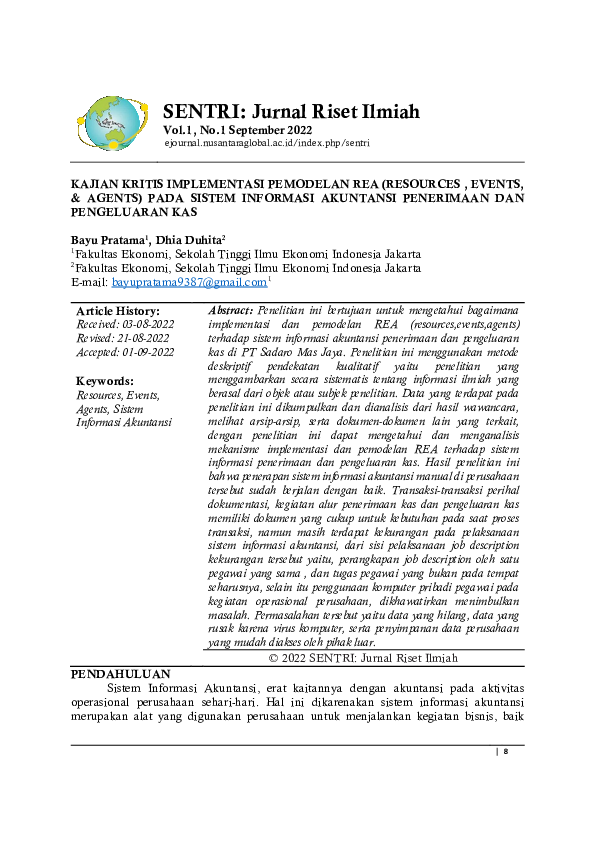 (PDF) Kajian Kritis Implementasi Pemodelan Rea (Resources, Events, & Agents) Pada Sistem ...
