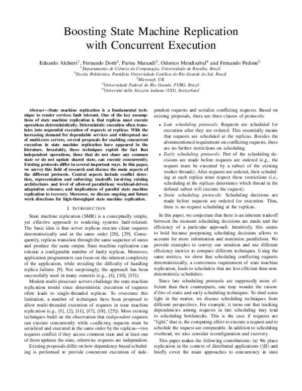 (PDF) Boosting State Machine Replication with Concurrent Execution | Odorico Machado Mendizabal ...