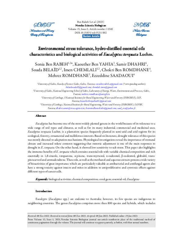 (PDF) Environmental stress tolerance, hydro-distilled essential oils ...