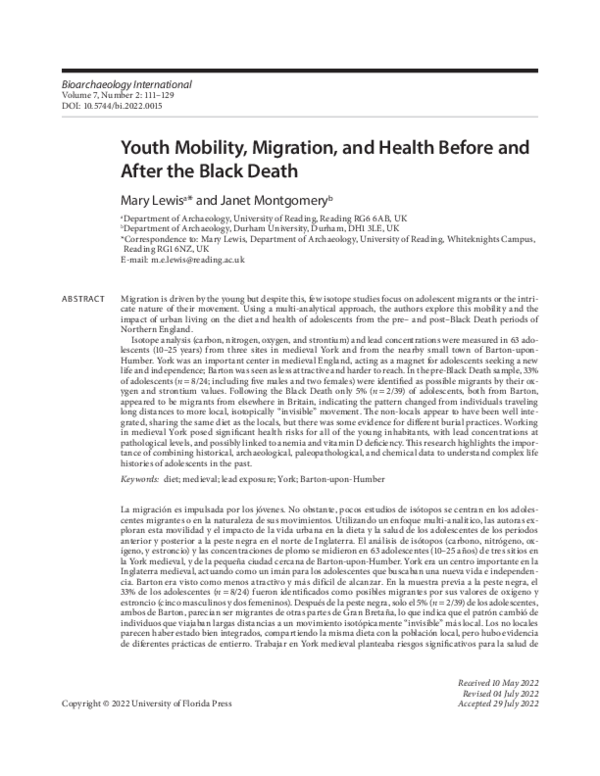 (PDF) Youth Mobility, Migration, and Health Before and After the Black ...