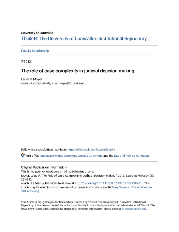 (PDF) The Role of Case Complexity in Judicial Decision Making
