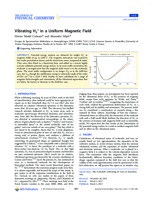 (PDF) Vibrating H3+ in a Uniform Magnetic Field