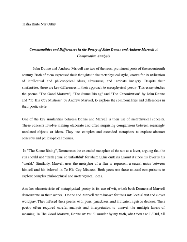 (PDF) Commonalities and Differences in the Poetry of John Donne and ...