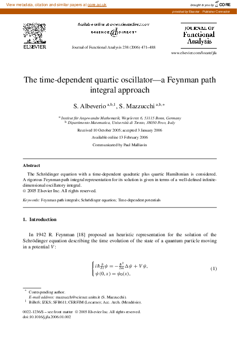(PDF) The time-dependent quartic oscillator—a Feynman path integral ...