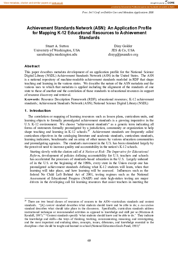 (PDF) Achievement Standards Network (ASN)