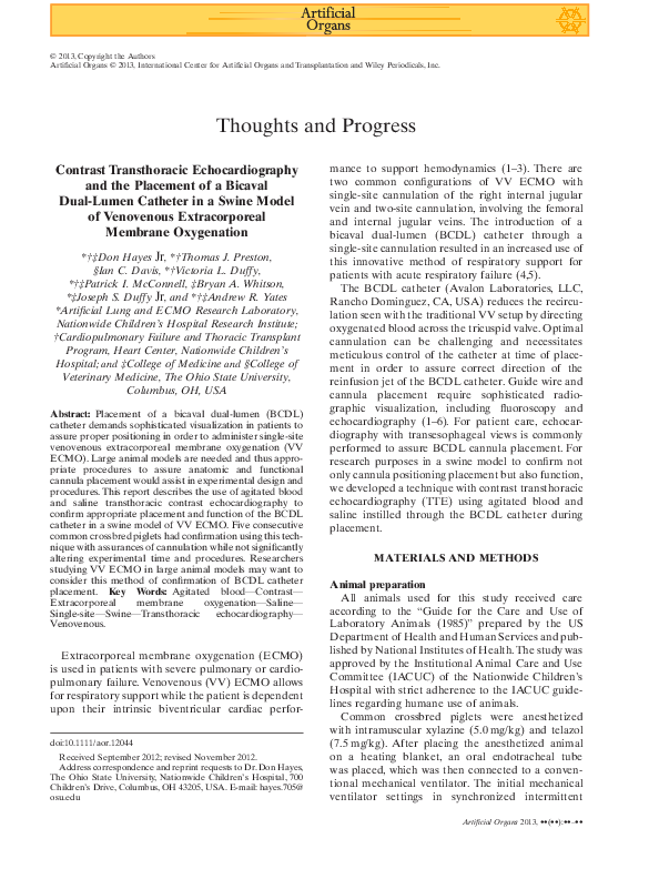 (PDF) Contrast Transthoracic Echocardiography and the Placement of a ...