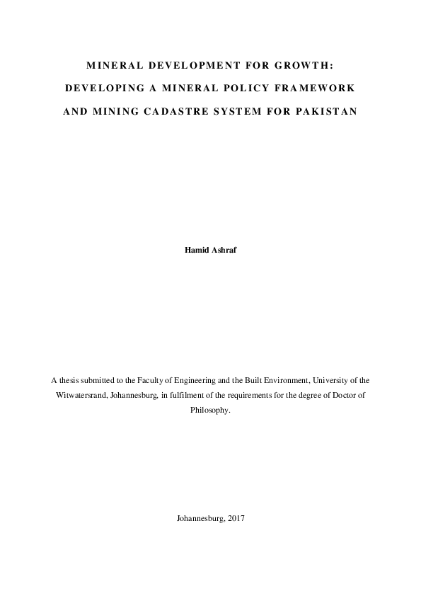 (PDF) Mineral development for growth: developing a mineral policy ...