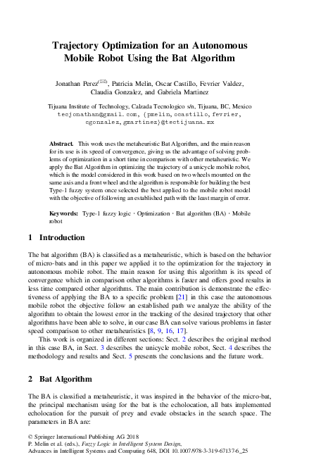 Pdf Trajectory Optimization For An Autonomous Mobile Robot Using The Bat Algorithm