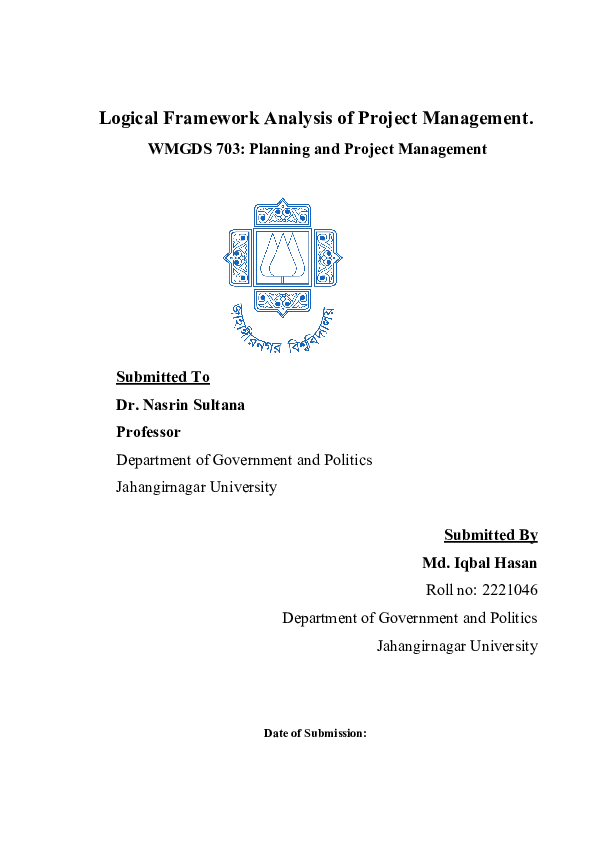 (DOC) Logical Framework analysis of Project Management