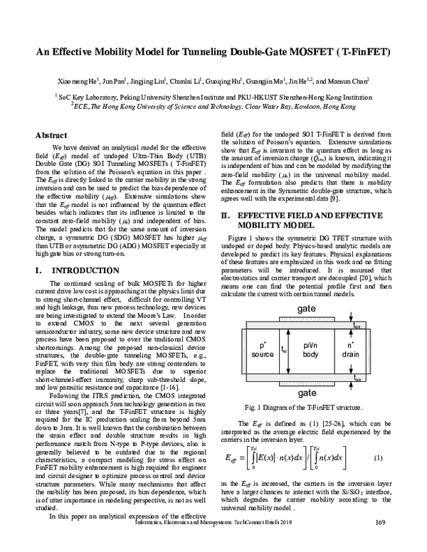 (PDF) An Effective Mobility Model for Tunneling Double-Gate MOSFET (T ...