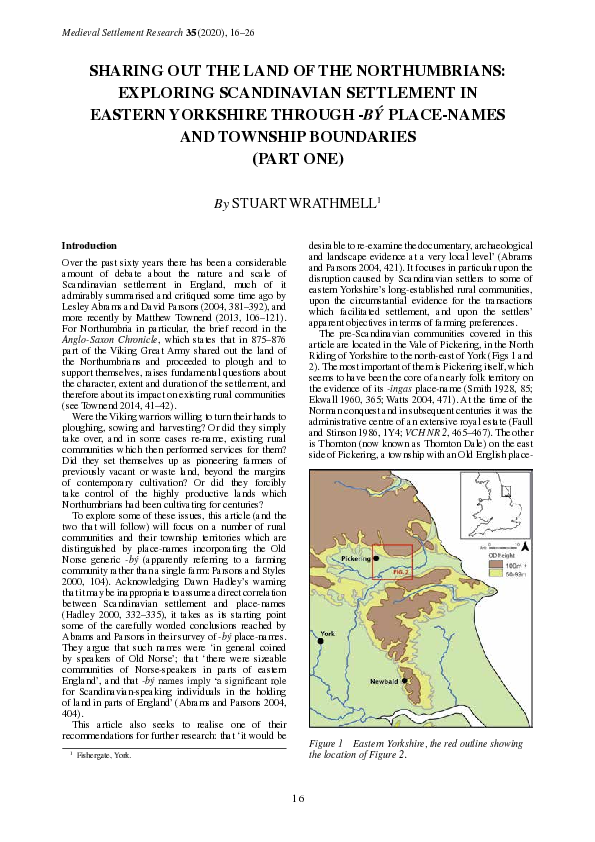 (PDF) Sharing out the land of the Northumbrians: exploring Scandinavian ...
