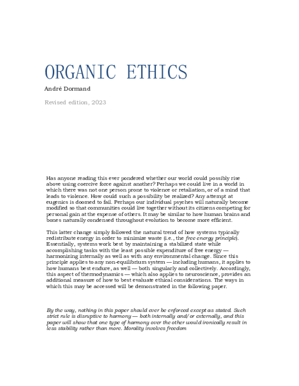 (PDF) Organic Ethics