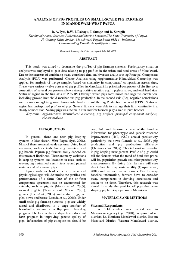 (PDF) Analysis of Pig Profiles on Small-Scale Pig Farmers in Manokwari ...
