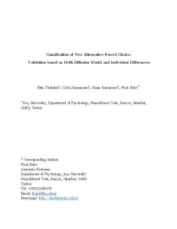 (PDF) Gamification of Two Alternative Forced Choice: Validation based on Drift Diffusion Model ...