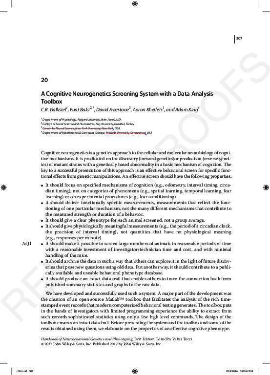 (PDF) A Cognitive Neurogenetics Screening System with a Data-Analysis Toolbox