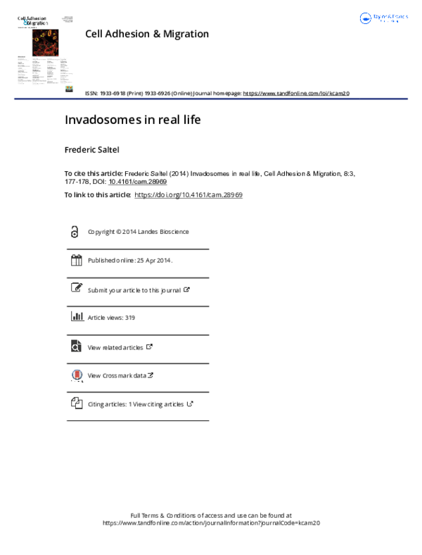 (PDF) Invadosomes in real life