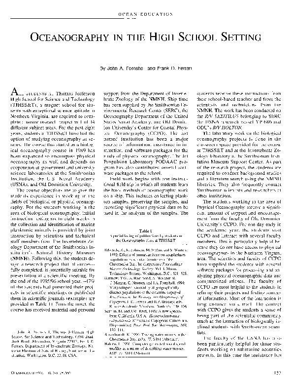 (PDF) Oceanography in the High School Setting | John Fornshell ...