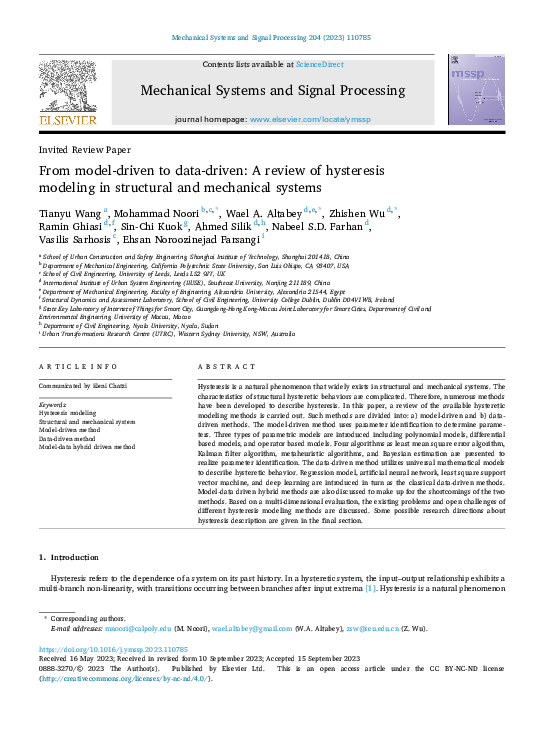 (PDF) From model-driven to data-driven: A review of hysteresis modeling in structural and ...