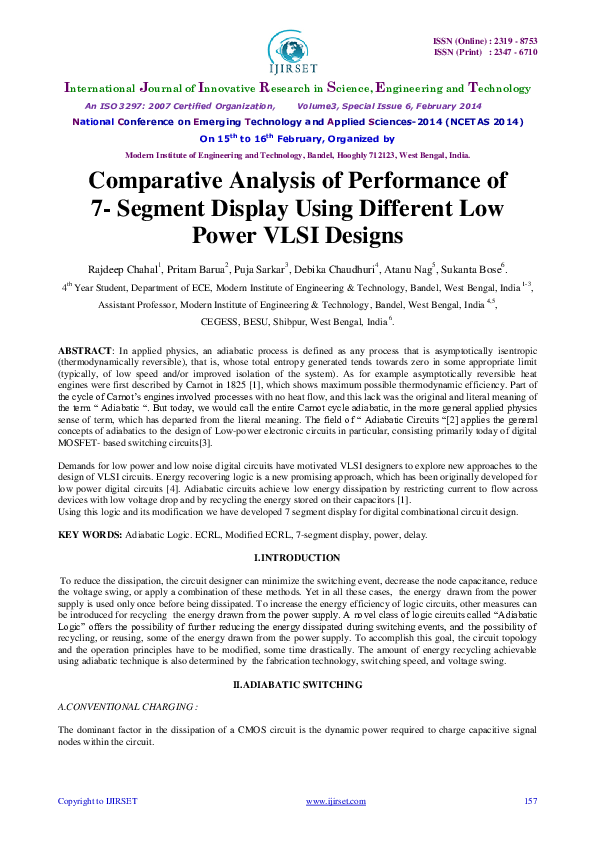 (PDF) Comparative Analysis of Performance of 7- Segment Display Using Different Low Power VLSI ...