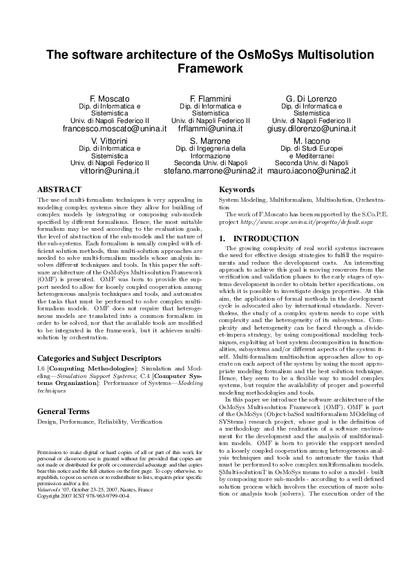 (PDF) The software architecture of the OsMoSys Multisolution Framework