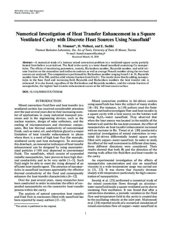 (PDF) Numerical Investigation Of Heat Transfer Enhancement And Pressure Drop In Heat Exchanger ...