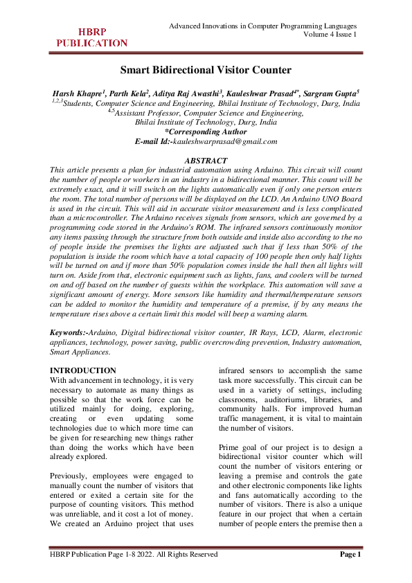 (PDF) Smart Bidirectional Visitor Counter