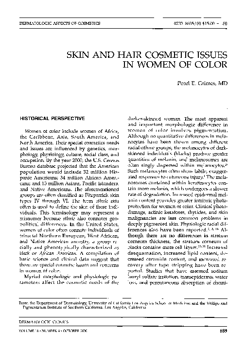 (PDF) Skin and Hair Cosmetic Issues in Women of Color