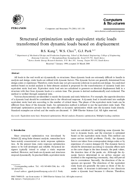 (PDF) Structural optimization under equivalent static loads transformed from dynamic loads based ...