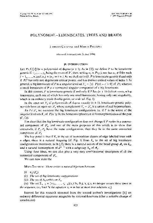 (PDF) Polynomial-lemniscates, trees and braids