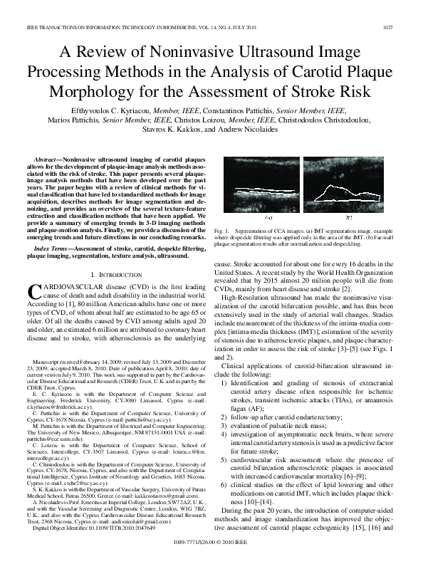 (PDF) A Review of Noninvasive Ultrasound Image Processing Methods in the Analysis of Carotid ...