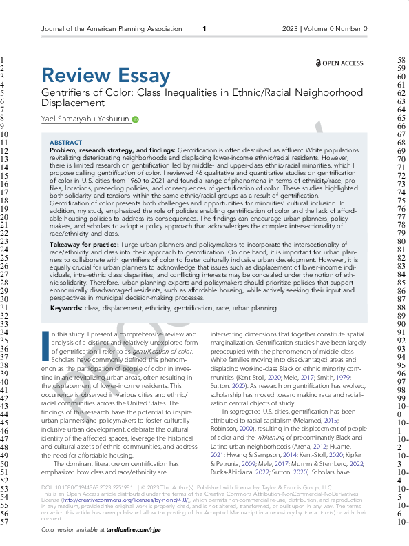 (PDF) Gentrifiers of Color: Class Inequalities in Ethnic/Racial ...