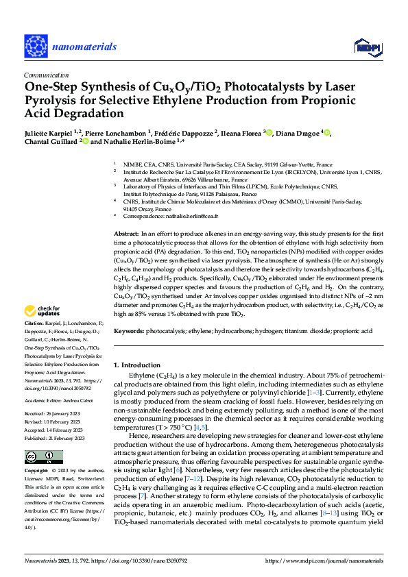 (PDF) One-Step Synthesis of CuxOy/TiO2 Photocatalysts by Laser ...